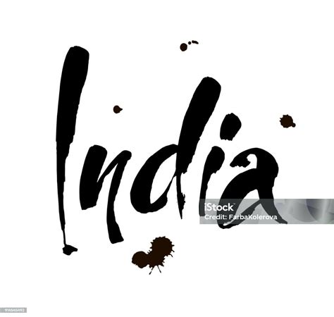 인도 현대 잉크 브러시 서 예 인사말 카드입니다 포스터 관광 디자인 레이블 엽서 배너에 대 한 필기 비문 벡터 손 문자 공휴일에 대한 스톡 벡터 아트 및 기타 이미지