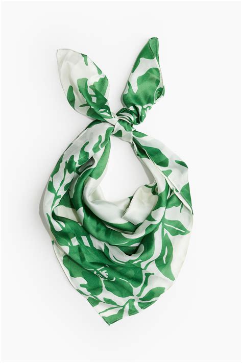 Patterned Scarf Greenfloral Ladies Handm Gb