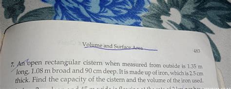 Volume And Surface Area4837 An Open Rectangular Cistern When Measured