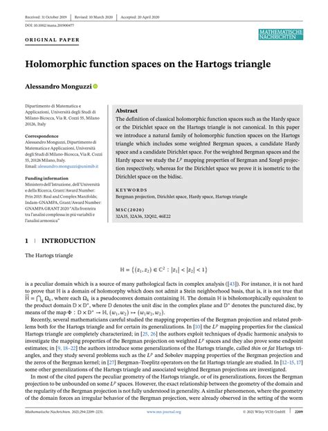 Holomorphic Function Spaces On The Hartogs Triangle Request Pdf