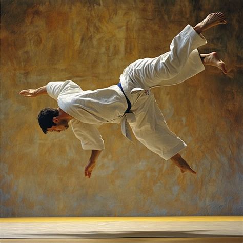 A Judo Practitioner Performing A Throw On A Mat Premium Ai Generated