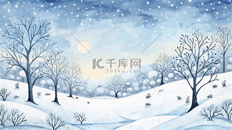 冬季树林风景196插画图片 千库网