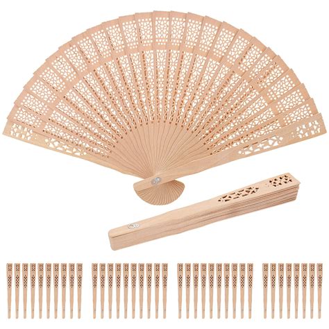 Funsuei 40 Pack Sandalwood Fan Wooden Folding Fan Chinese Sandalwood Personal Hand Held