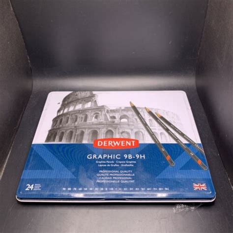 Derwent Graphic Pencils Metal Tin No 34202 Pencil Hardness Of 9b 9h Ebay