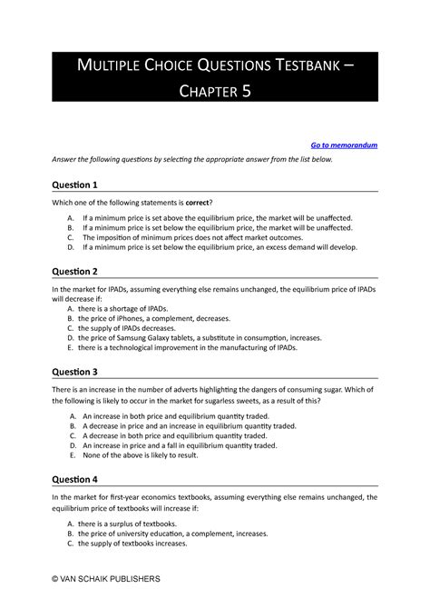 Economics MCQ C Practice Questions MULTIPLE CHOICE QUESTIONS TESTBANK CHAPTER Go To