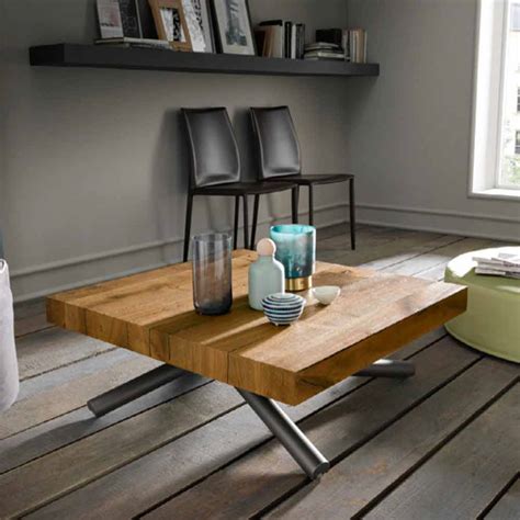 Table Basse Design En Bois Transformable Et Métal Fabriquée En Italie