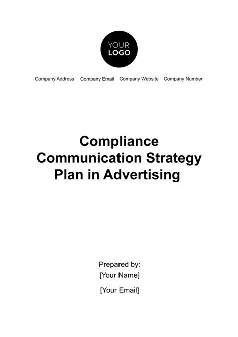 Free Compliance Communication Strategy Plan In Advertising Template To