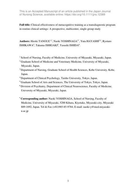 Pdf Clinical Effectiveness Of Metacognitive Training As A Transdiagnostic Program In Routine