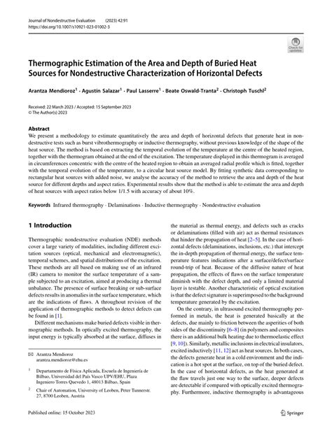 Pdf Thermographic Estimation Of The Area And Depth Of Buried Heat Sources For Nondestructive