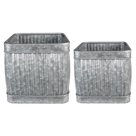 Clayre And Eef Plant Holder 31x31x28 Cm Grey Metal Square