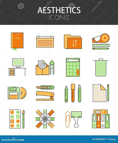 Vector Modern Thin Line Flat Design Of Icons Set Stock Vector Illustration Of Document Color