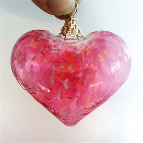 Glass Heart Gold Ruby 28