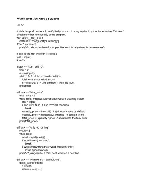 Python Week 3 All Grpas Solutions Pdf Control Flow Software Engineering