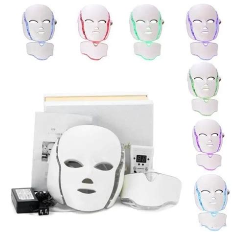 Led Light Photon Face Mask Massager Electric 7 Colors Skin Rejuvenation Facial Neck Therapy Mask