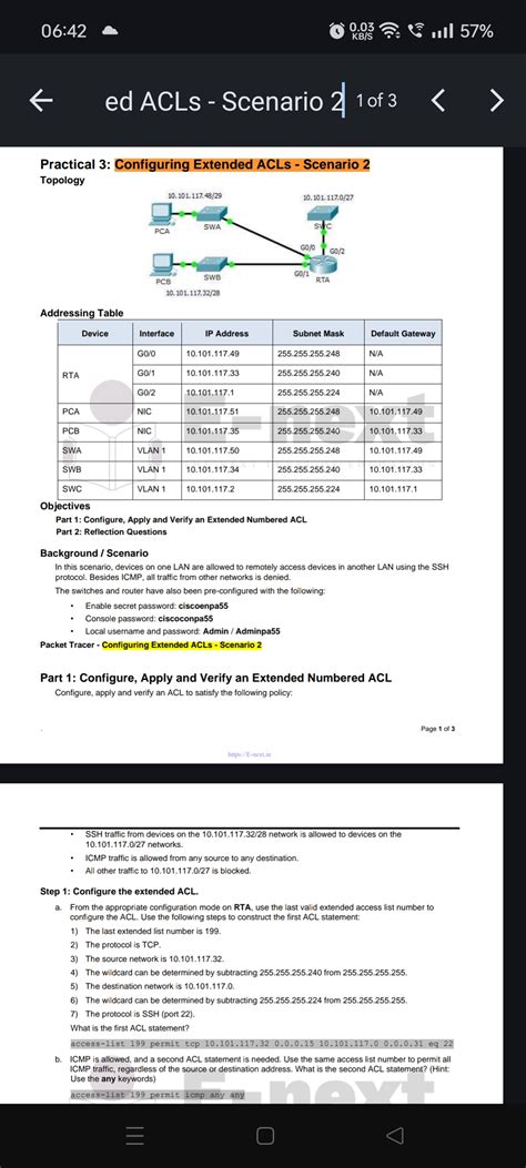 Configuring Extended Acls Scenario 2