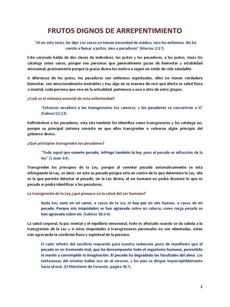 Frutos Dignos De Arrepentimiento Pdf Pecado Jesús