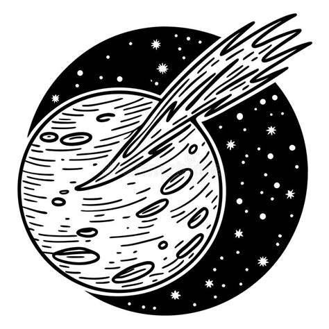 Hand Drawn Comet Flying Through Space Celestial Objects Stars And Cosmic Illustration Ai
