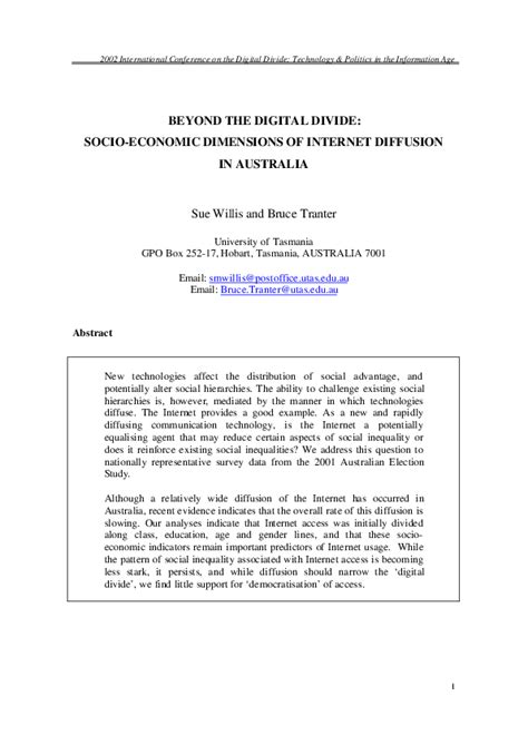 Pdf Beyond The Digital Divide Socio Economic Dimensions Of Internet