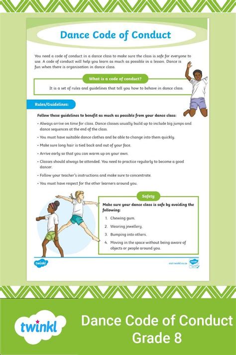 Dance Code Of Conduct Grade 8 Dance Teacher Tools Code Of Conduct Dance Lessons