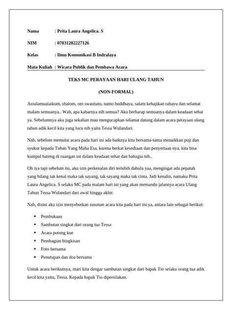 Prita Laura Angelica S 07031282227126 Teks Mc Wicara Publik Pdf Agama And Spiritualitas