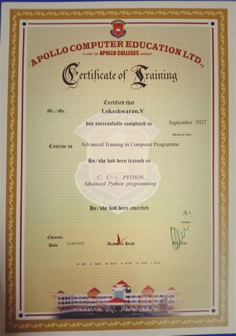 Completed Computer Programming Course At Apollo Lokeshwaran V Posted