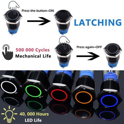 Snapklik DMWD PCS Mm Metal Waterproof Anti Vandal Latching Push Button Switch Self