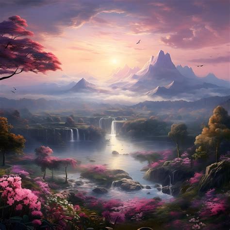 Pure Bliss Serene Nature Landscape Views Premium Ai Generated Image