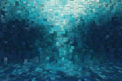 Premium Ai Image Pixelated Squares Forming A Mosaic In Shades Of Blue