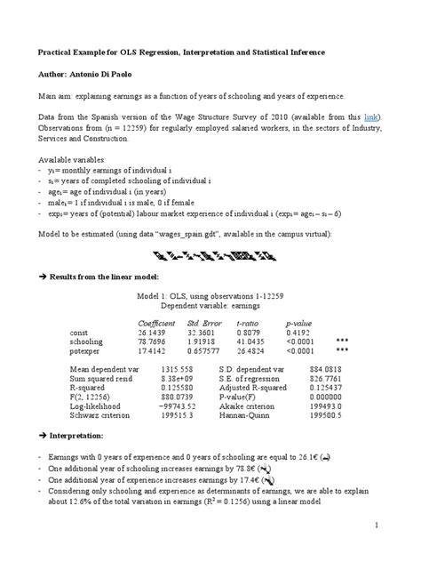 Interpretation And Statistical Inference With Ols Regressions Pdf