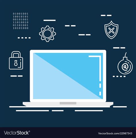 Data Center Security With Laptop Royalty Free Vector Image