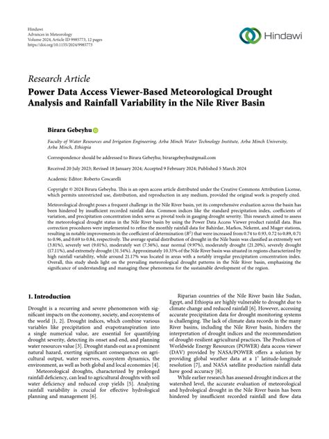 Pdf Power Data Access Viewer Based Meteorological Drought Analysis