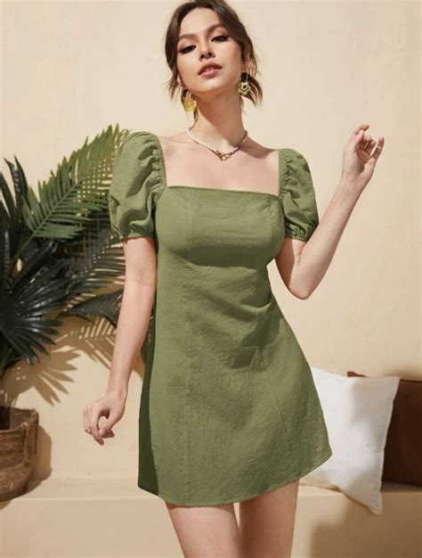Shirred Puff Sleeve Square Neck Maxi Dress Artofit