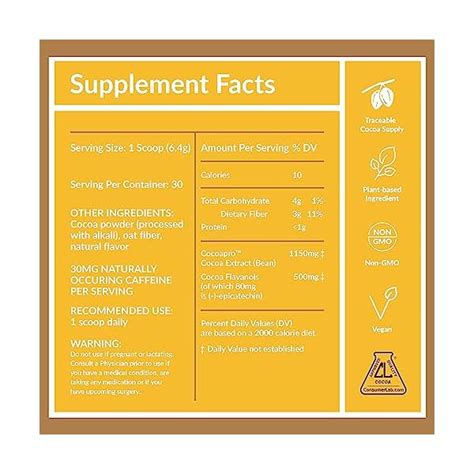 Cocoavia Cardio Health Cocoa Powder 30 Servings 500mg Cocoa Flavanols