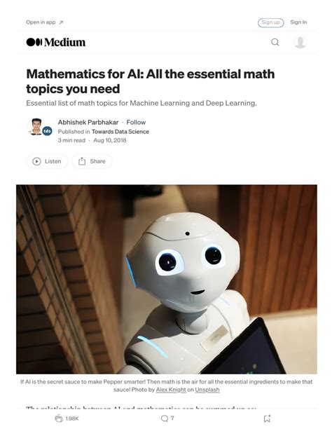 Mathematics For Ai All The Essential Math Topics You Need By