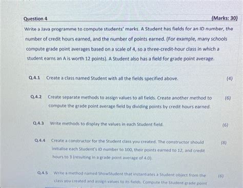 Solved Question Marks Write A Java Programme To Chegg