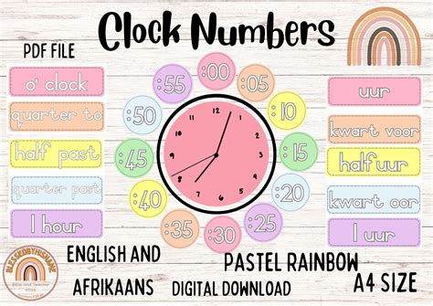 Spring Garden Theme Clock Labels 5 Minute Interval Clock Labels Digital Download Printable