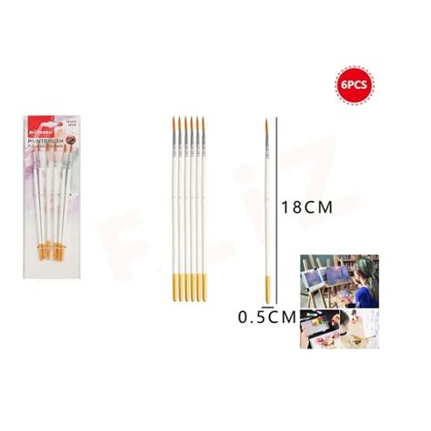 Generico Set Pinceles Alargados 18 Cm 6 Pcs