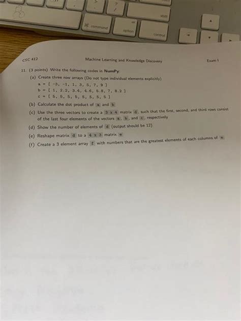 Solved 11 3 Points Write The Following Codes In NumPy Chegg