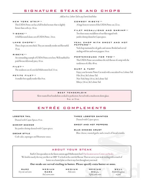 Ruths Chris Steak House Menus In Honolulu Hawaii United States