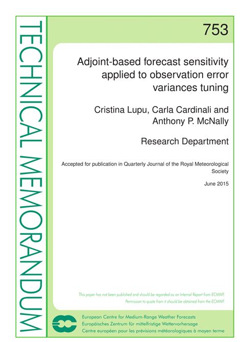 Pdf Adjoint Based Forecast Sensitivity Applied To Observation Error