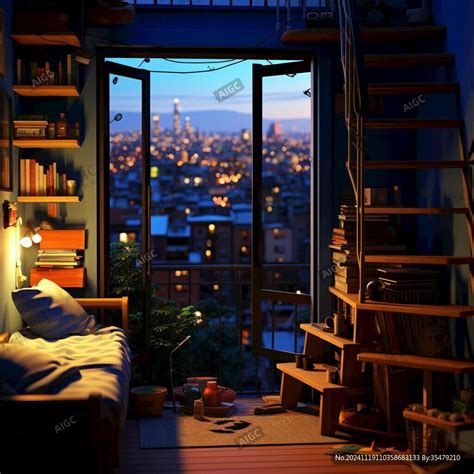 Ai创作图书房夜景效果图 卧室夜景 漫画场景房间夜晚 卧室夜景效果图 阳台夜景效果图 阁楼夜景 起居室夜景效果图 一个人的房间里 晚上的创意家居场景 傍晚卧室 一人的房间里 室内夜景 一个人的
