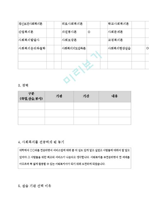 지역아동센터 사회복지현장실습 실습생프로파일 올레포트