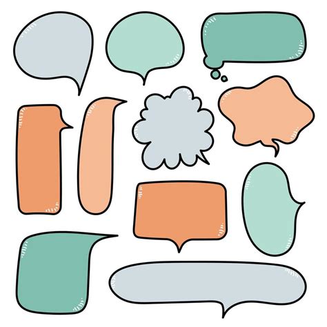 Collection Set Of Cute Hand Drawn Line Frame Border Blank Speech Bubble