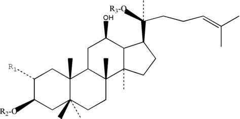General Structure Of Dammarane Type Gypenosides R1r2glucose