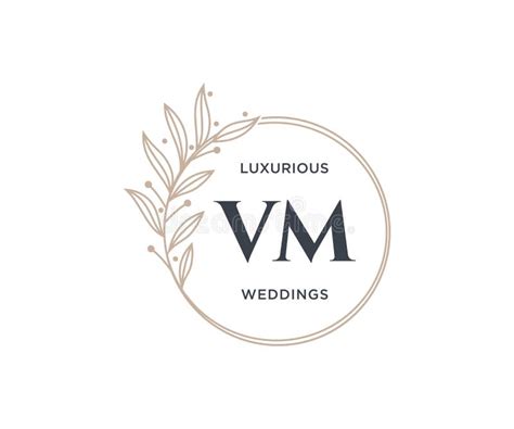 Vm Initials Letter Wedding Monogram Logos Template Hand Drawn Modern