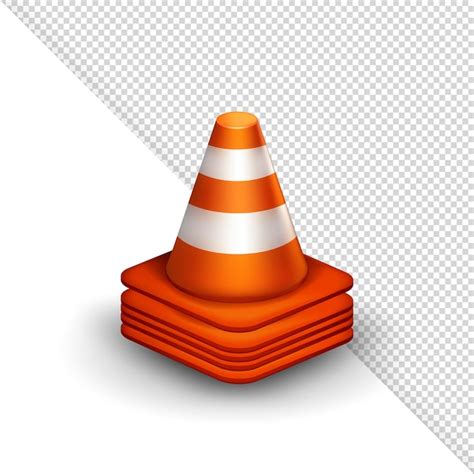 주황색과 흰색 줄무늬가 있는 3d 트래픽 콘 스택3차원 플라스틱 안전 콘 프리미엄 벡터