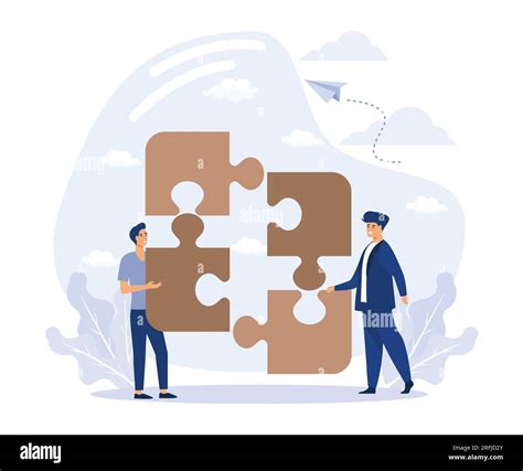 Business Concept Businessman Connecting Big Puzzle Elements Symbol Of