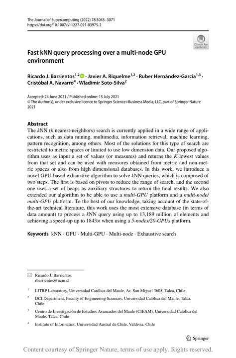 Fast Knn Query Processing Over A Multi Node Gpu Environment Request Pdf
