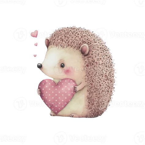 Free Cute Hedgehog Watercolor Valentine Ai Generative 23476568 Png With