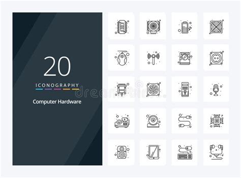 20 Computer Hardware Outline Icon For Presentation Vector Line Icons